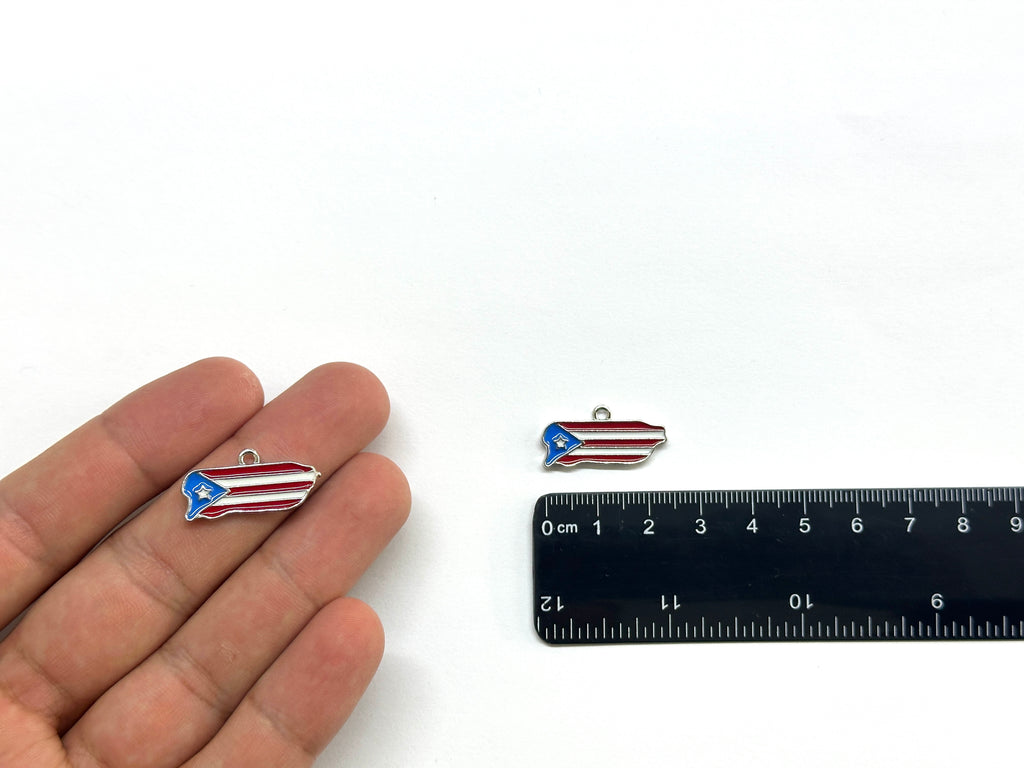 Mapa y Bandera de Puerto Rico, Alloy, Charm/Pendant – Deer Beads Store