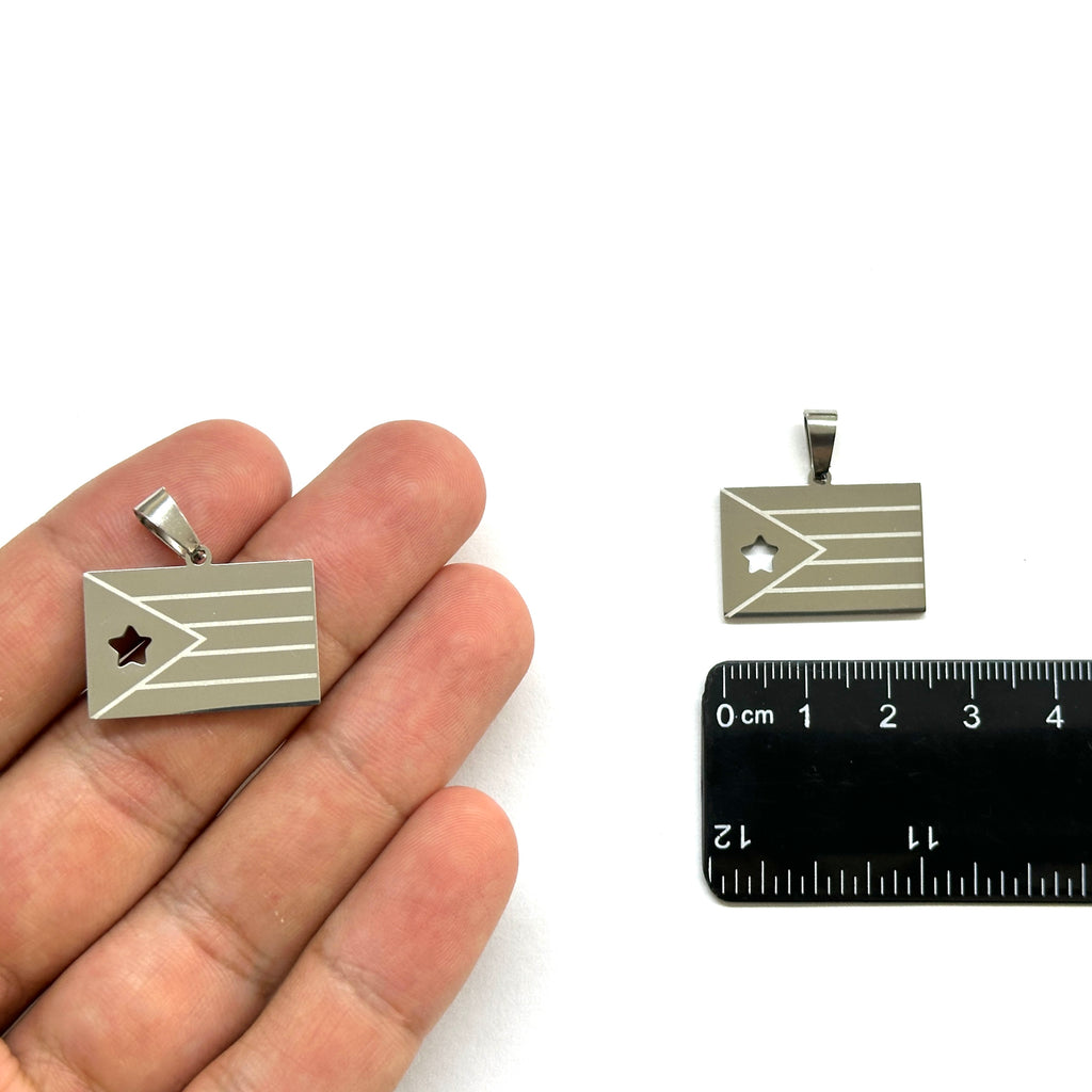 Bandera de Puerto Rico, Stainless Steel, Charm y Pendant – Deer Beads Store