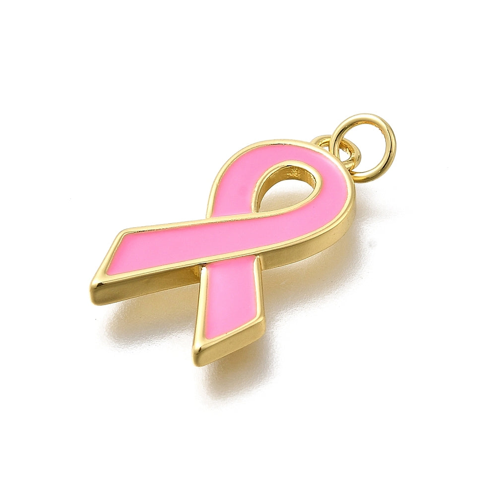 Lazo de concientización del Cancer, Brass, Enchapado 18k, Charm/Pendan ...